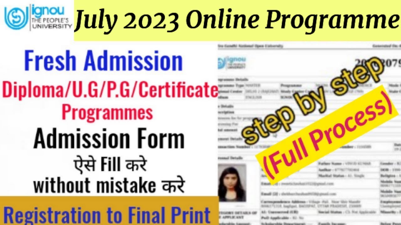 IGNOU Admission Form Fill Up Online 2023 | IGNOU Admission 2023 July ...