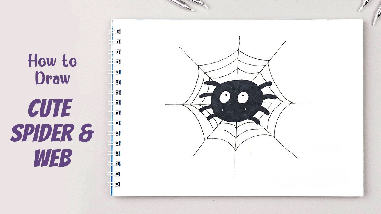 How to Draw a Cute Spider and Web Step by Step | Easy Drawing Tutorial ...