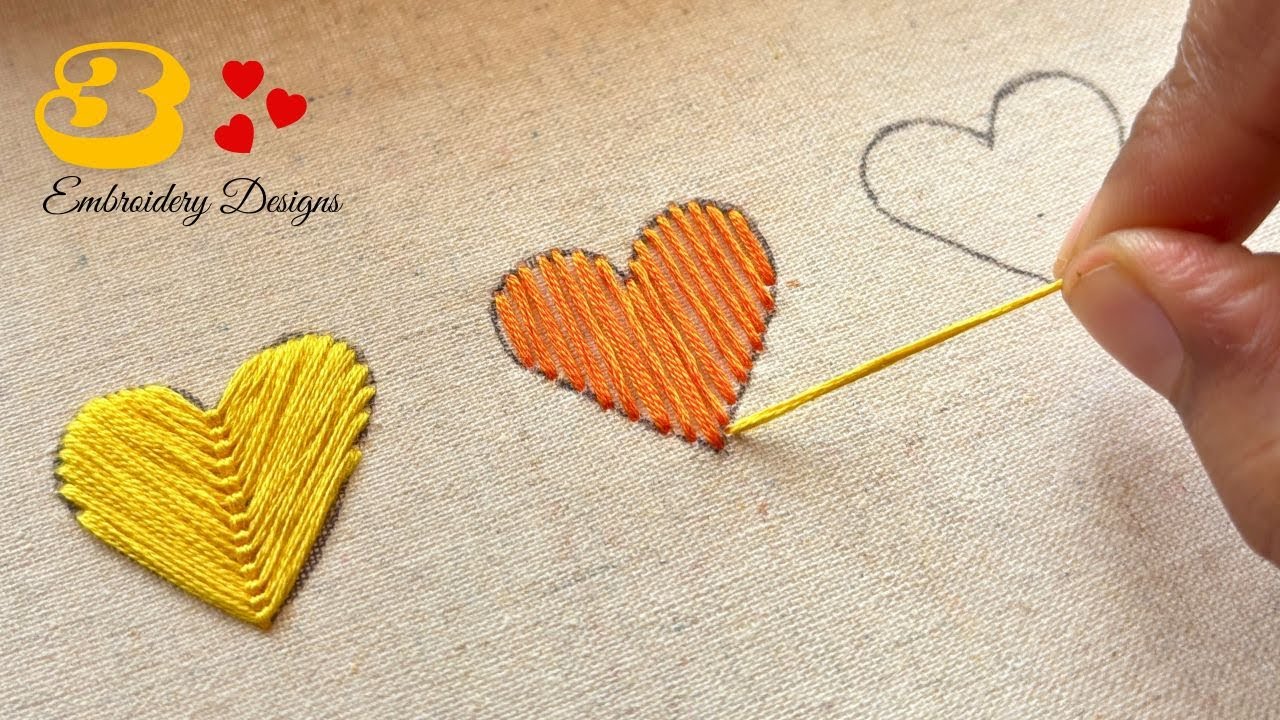 3 Easy Heart Embroidery Designs | Beginner Hand Embroidery Tutorial ...