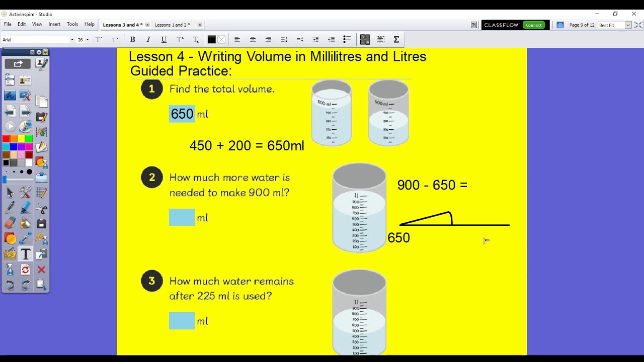 Lesson 4 - Writing volume in millilitres and litres - YouTube
