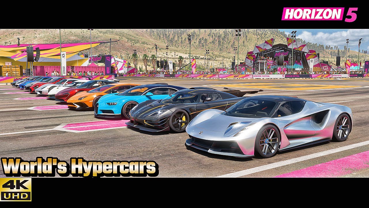 FH5 WORLD'S HYPERCARS DRAG RACE: Jesko, F5, Rimac, Regera, Chiron ...
