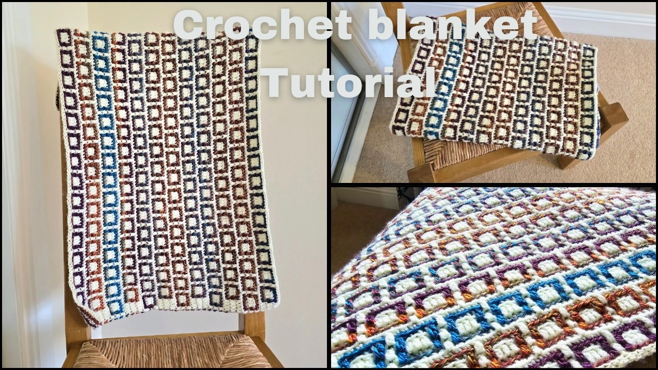Colorful crochet blanket tutorial - YouTube