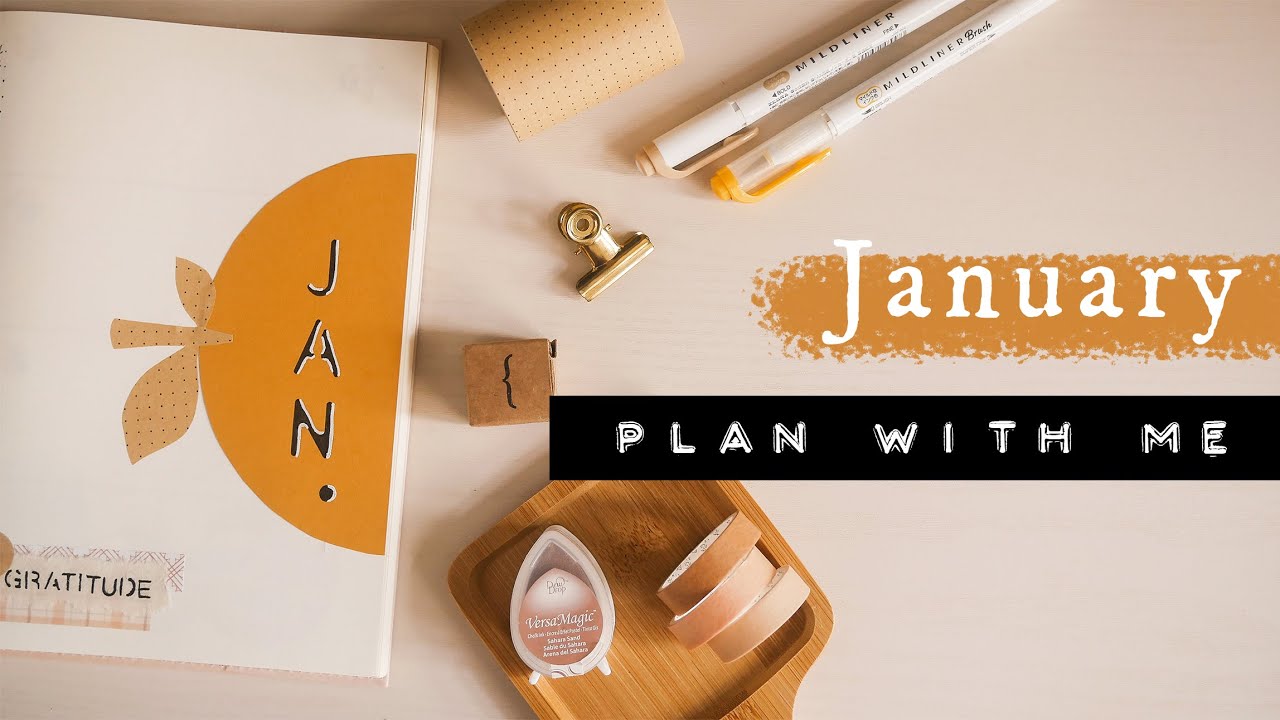 January Collage Bullet Journal Setup | Tangerine Theme - YouTube