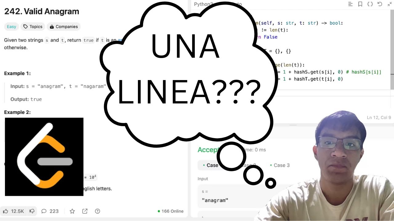 Valid Anagram Leetcode 242 Con Python Youtube 0207