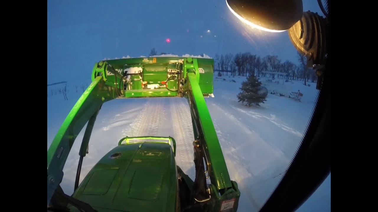 John Deere 4066R Pushing Snow - Uncut - YouTube