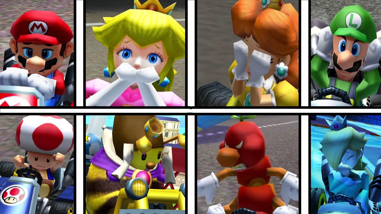 Mario Kart 7 All Characters Losing Animations - YouTube
