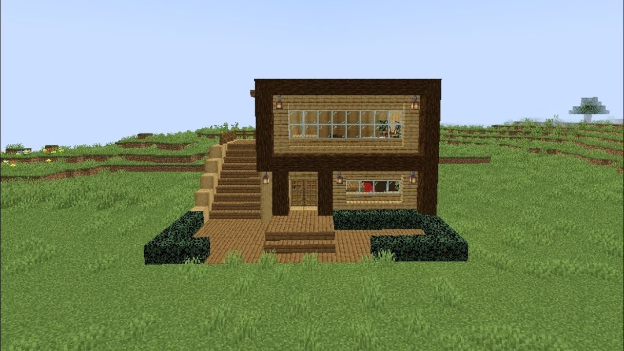 Minecraft: Modern wooden house tutorial 🏠⚒️ - YouTube