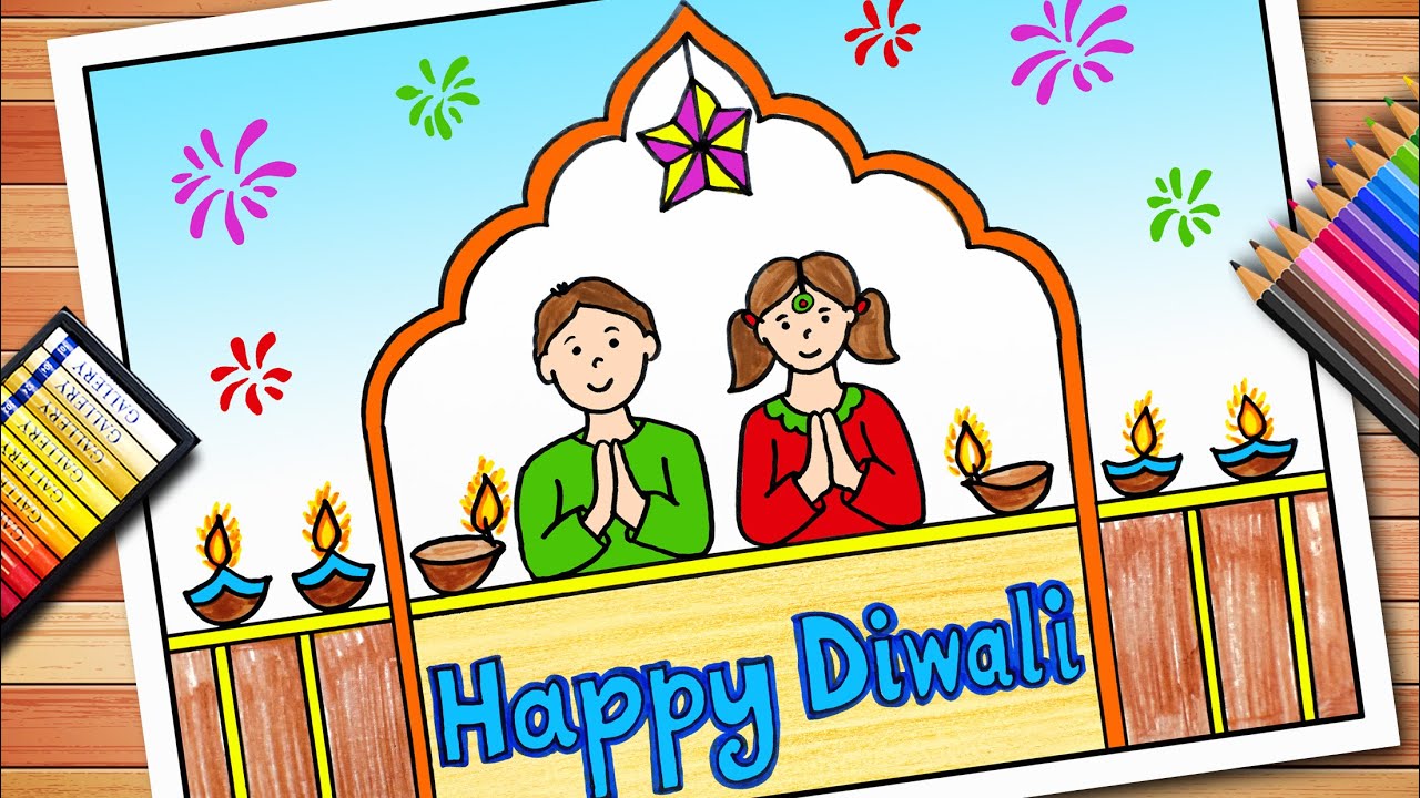 Diwali Drawing Easy | Diwali Diya Drawing | Diwali Painting | Diwali ...