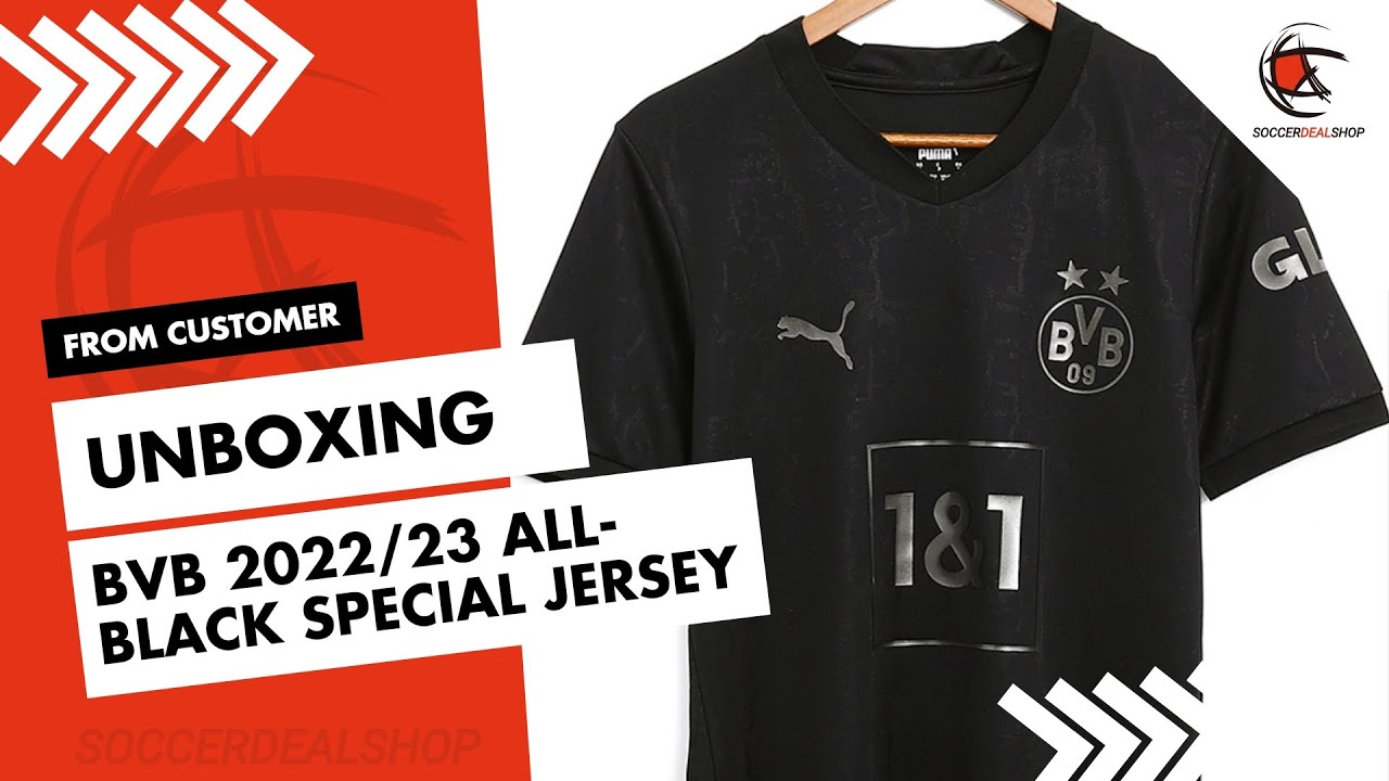 BVB 2022/23 All-Black Special Soccer Jersey Unboxing and Review ...