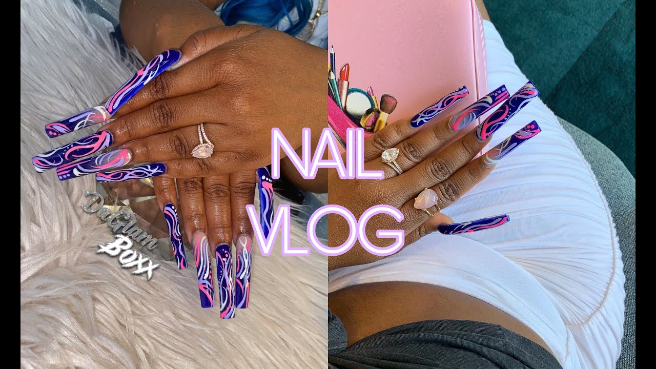 NAIL VLOG | EXTRA Long Nails! 90's Design Edition | Watch Me Get Them ...