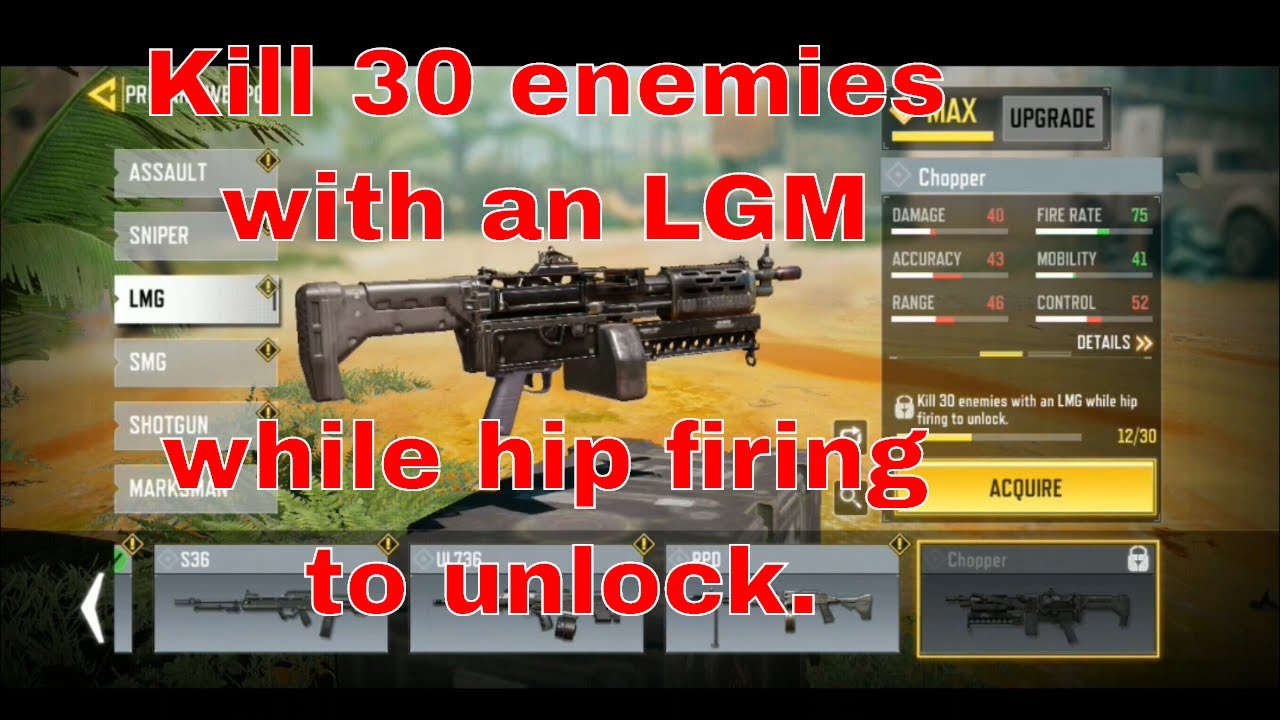 How to unlock chopper in COD mobile with LGM while hip firing? - YouTube