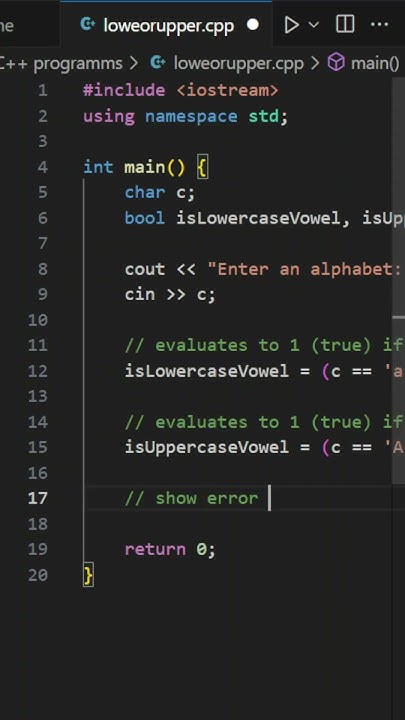 🚀 C++ Vowel or Consonant Checker | #ShortsTutorial" - YouTube