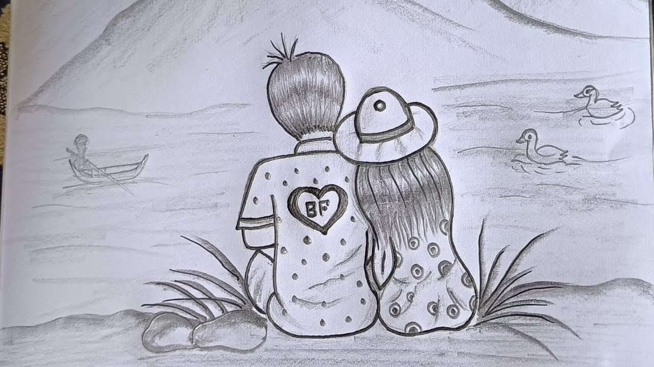 Easy friendship drawing//best couple drawing//boy and girl drawing # ...