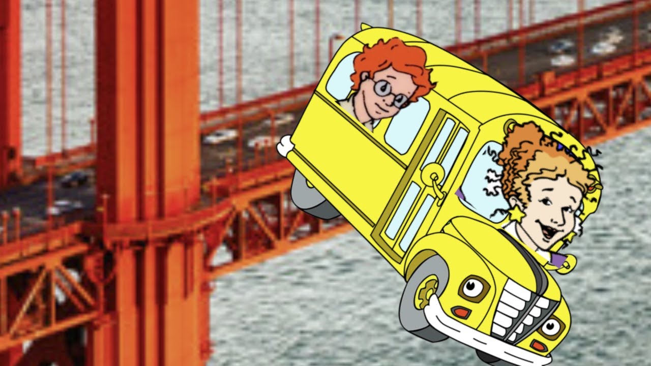 The Magic School Bus drives off bridge - YouTube