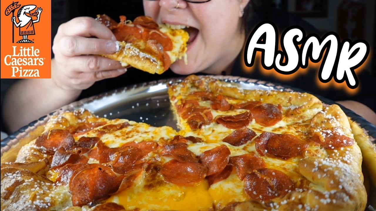 ASMR EATING CHEESY STUFFED CRUST PIZZA MUKBANG! (LITTLE CAESARS ...
