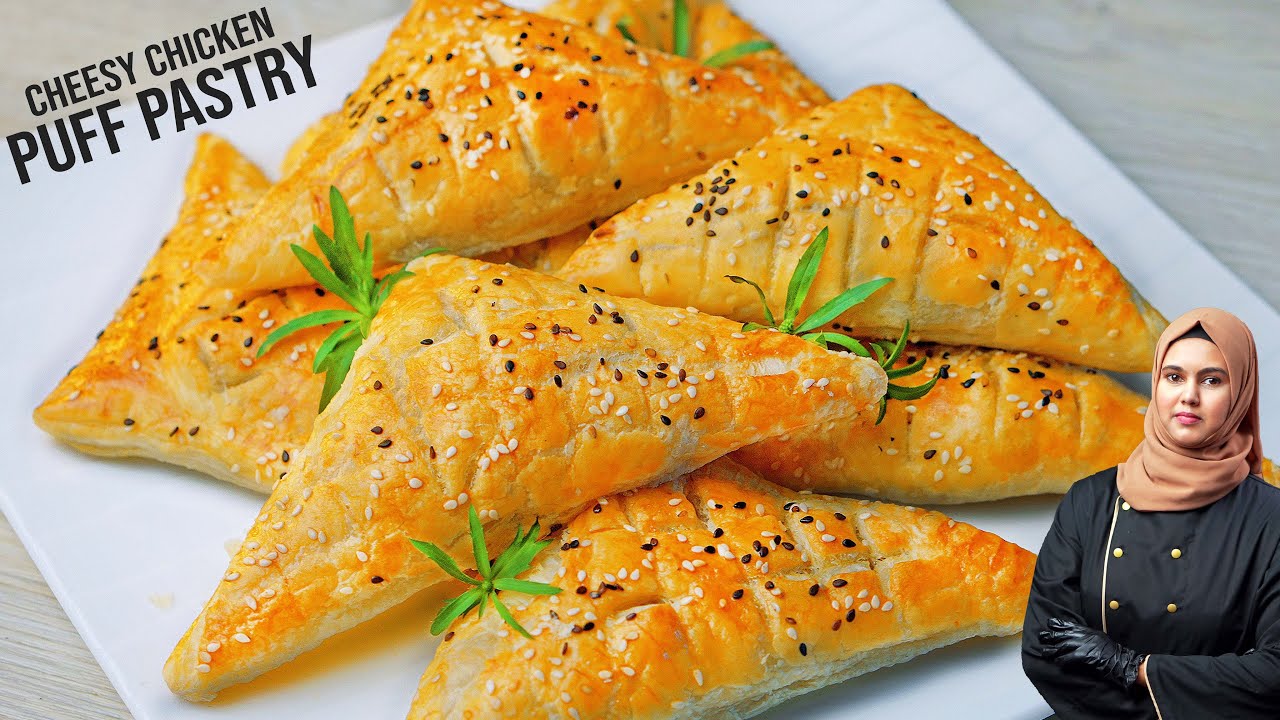Cheesy Chicken Puff Pastry Recipe | Iftar Special | Ramadan pastry ...