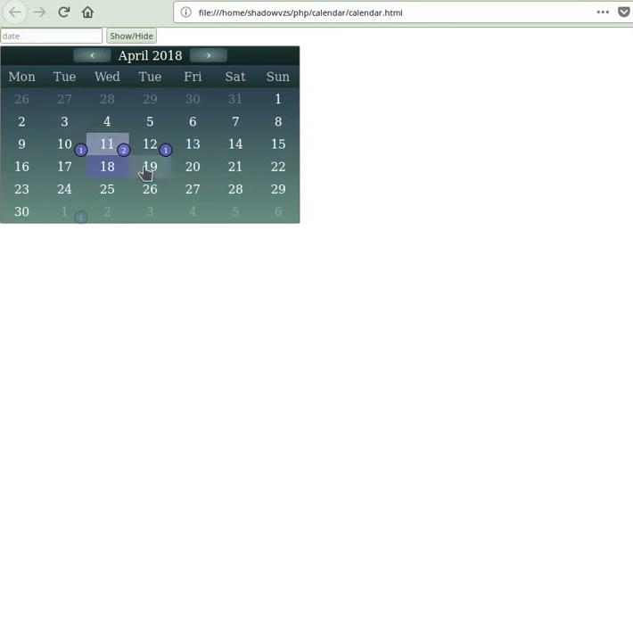 Event Calendar - pure JS, CSS3 - YouTube