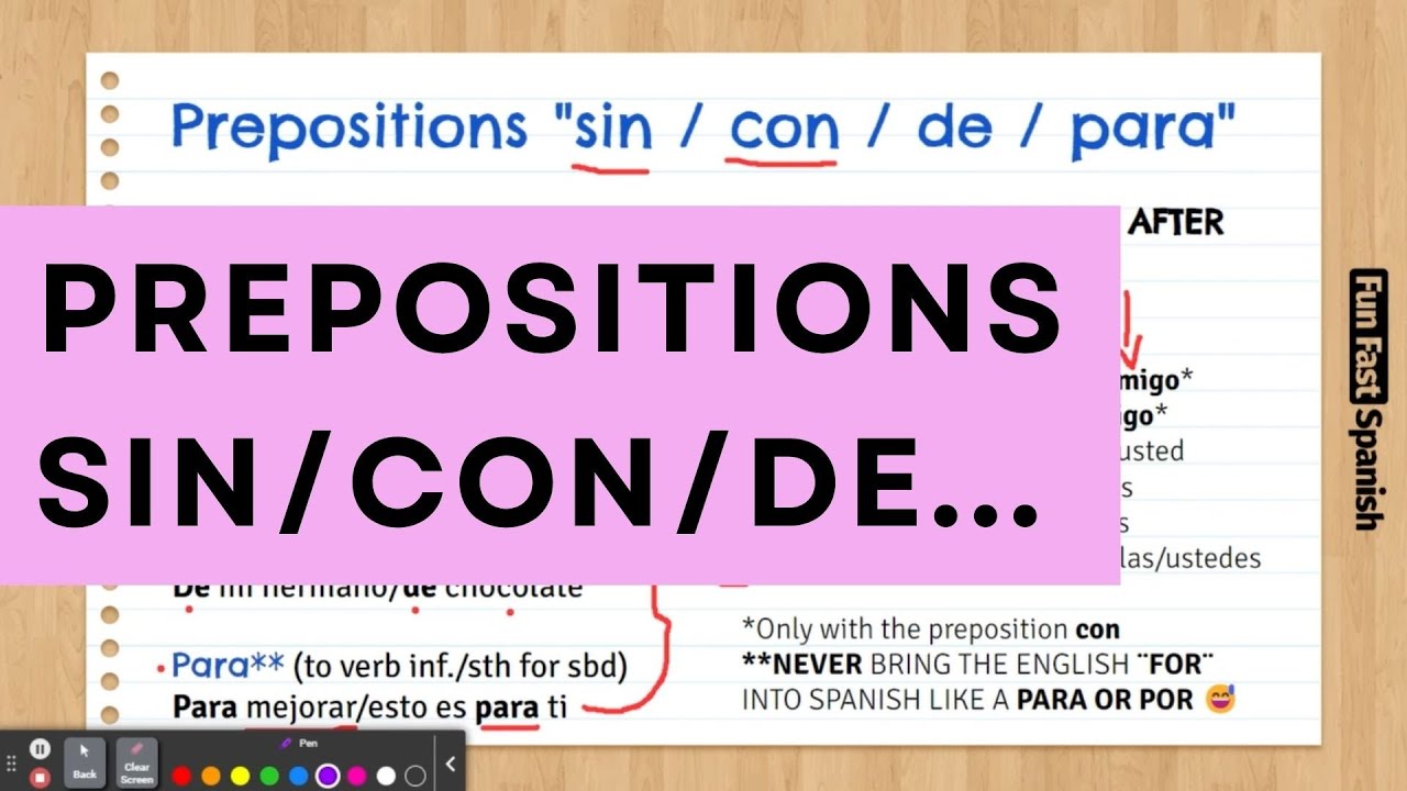 Lesson 71. Using De, Para, Con & Sin in Spanish | Prepositions Made ...