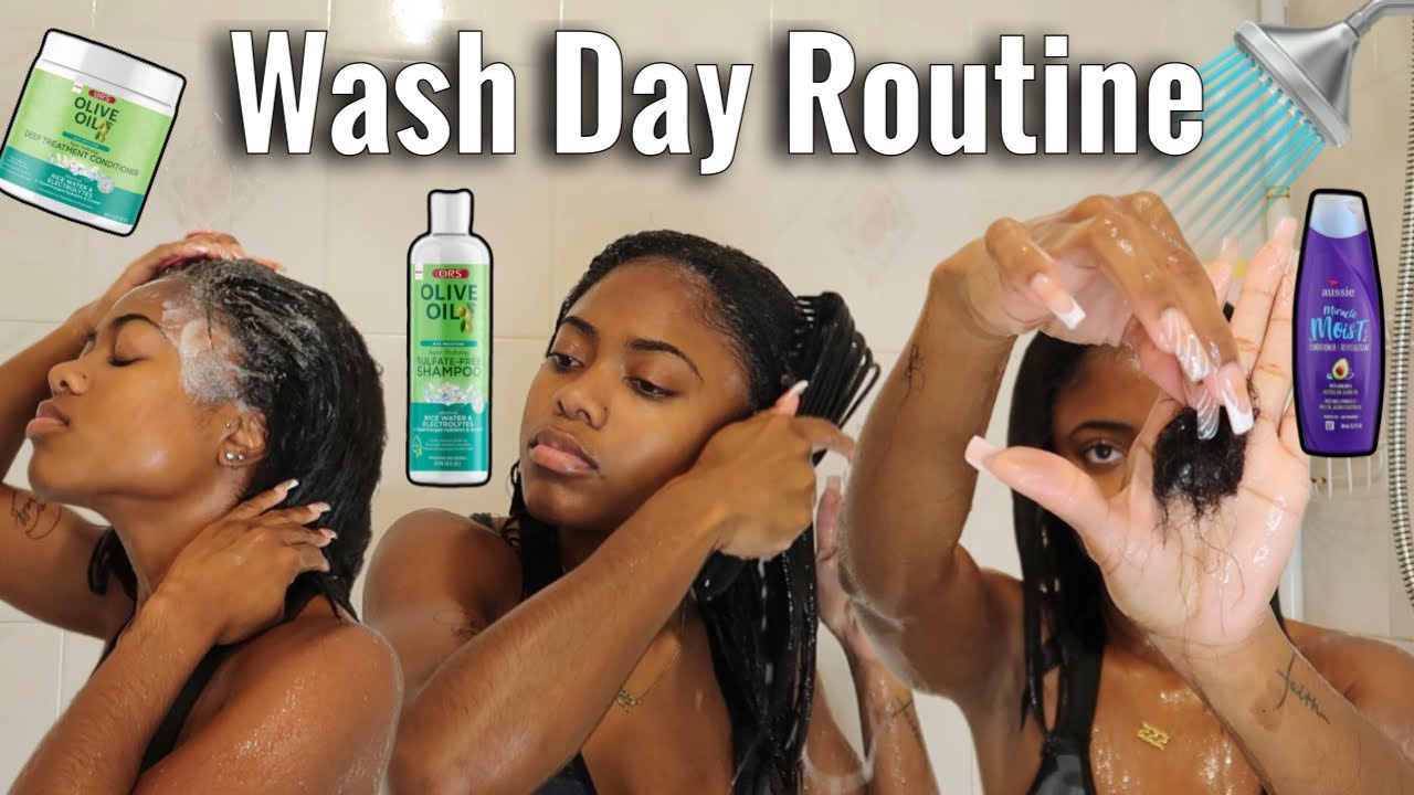 RELAXED HAIR WASH DAY ROUTINE AFTER PROTECTIVE STYLE| Moisturized ...