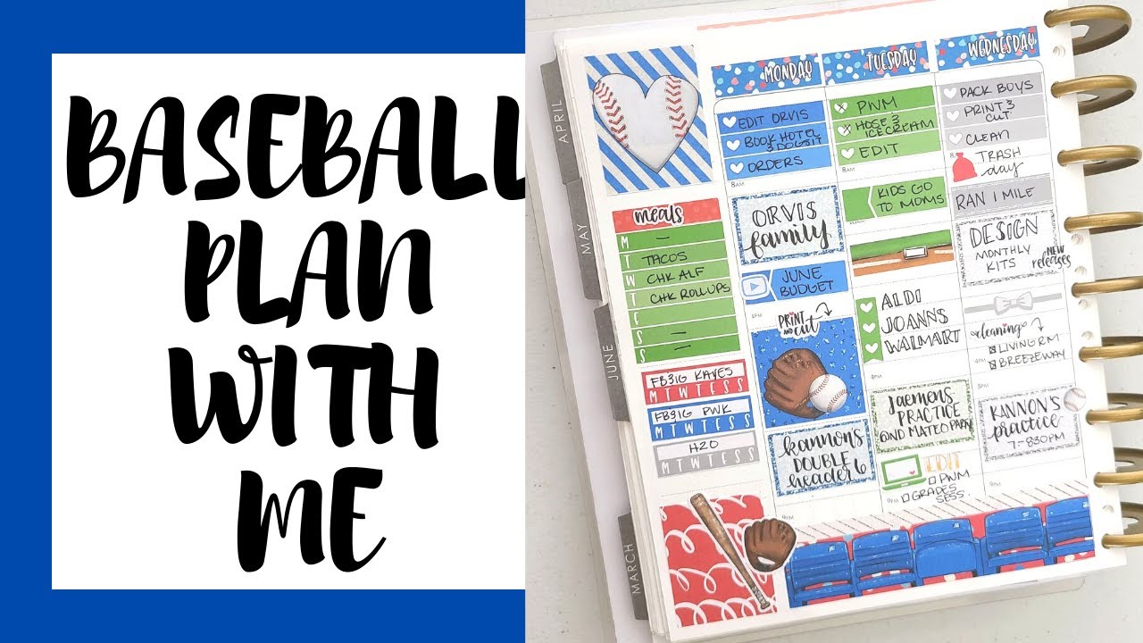 Baseball Week PLAN WITH ME | VERTICAL HOURLY LAYOUT | Baseball kit by ...