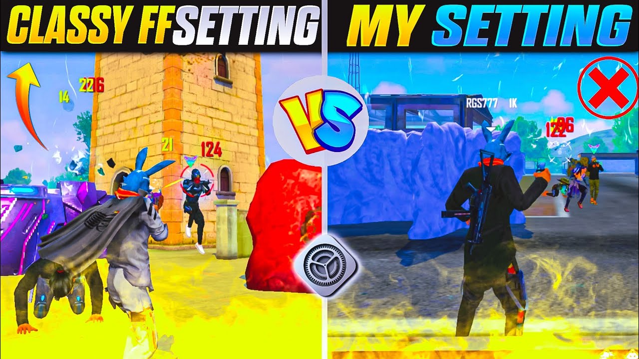 1 vs 4 👽@classyfreefire Setting VS My Setting 🖥️||Best Sensitivity ...