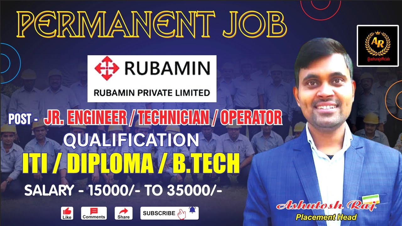 Rubamin Pvt. Ltd Permanent Job || Company PayRoll job | ITI | DIPLOMA ...