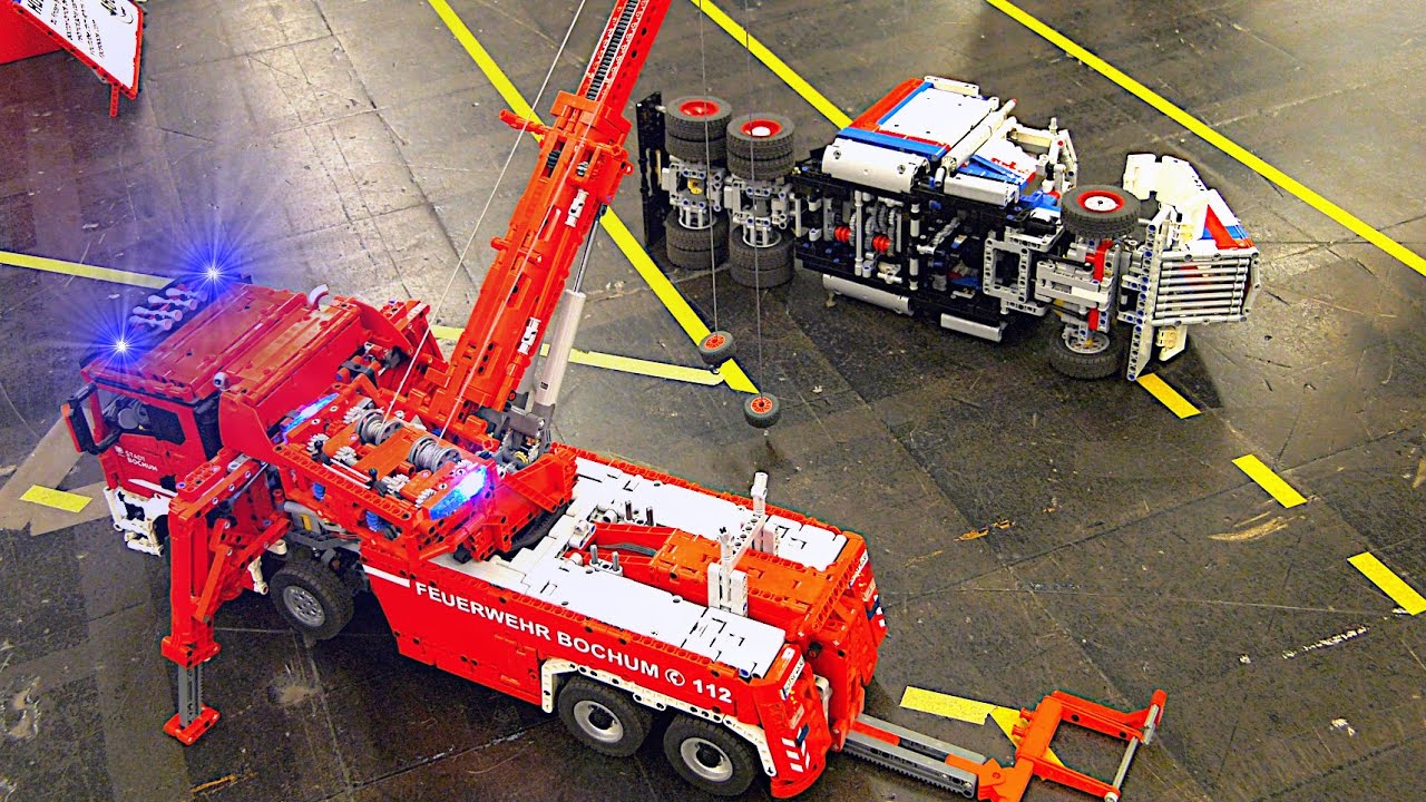Full RC Lego Technic MAN Heavy Duty Tow Truck in Action after Truck ...