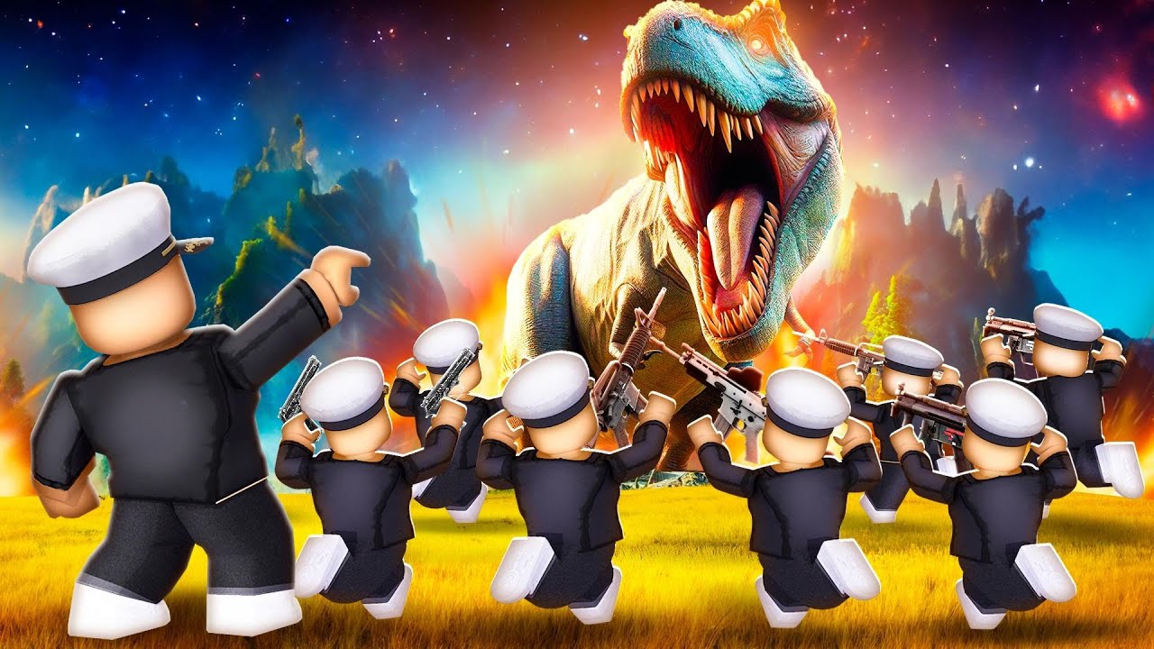GIANT T-REX vs MY ARMY in ROBLOX - YouTube
