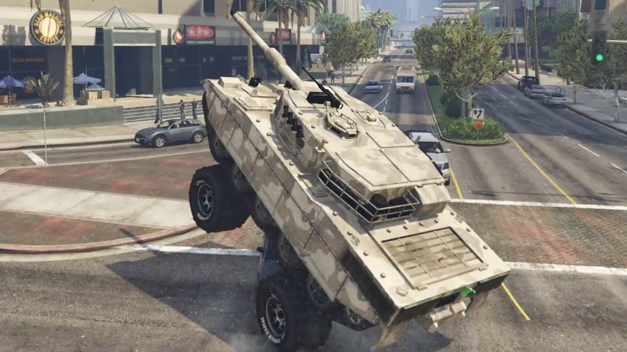 GTA 5 Gameplay Tank Monster Truck Crashing Cars & Police Chase - Grand ...