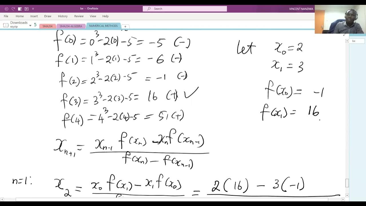 Secant Method Example - YouTube