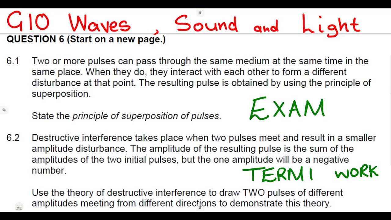 Physical Sciences Grade 10 Waves , Sound and Light Exam 2 Term 1 ...