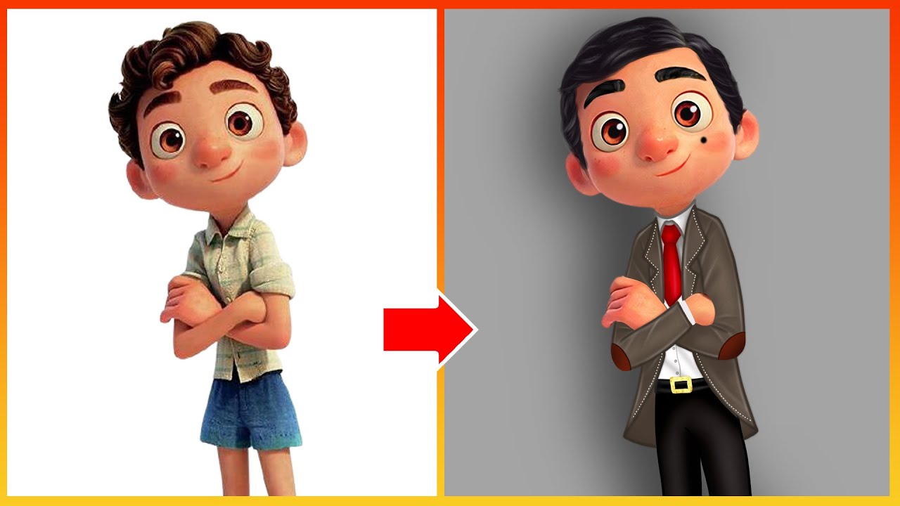 Luca Pixar Glow Up Into Mr Bean - Luca Disney Transformation | Cartoon ...
