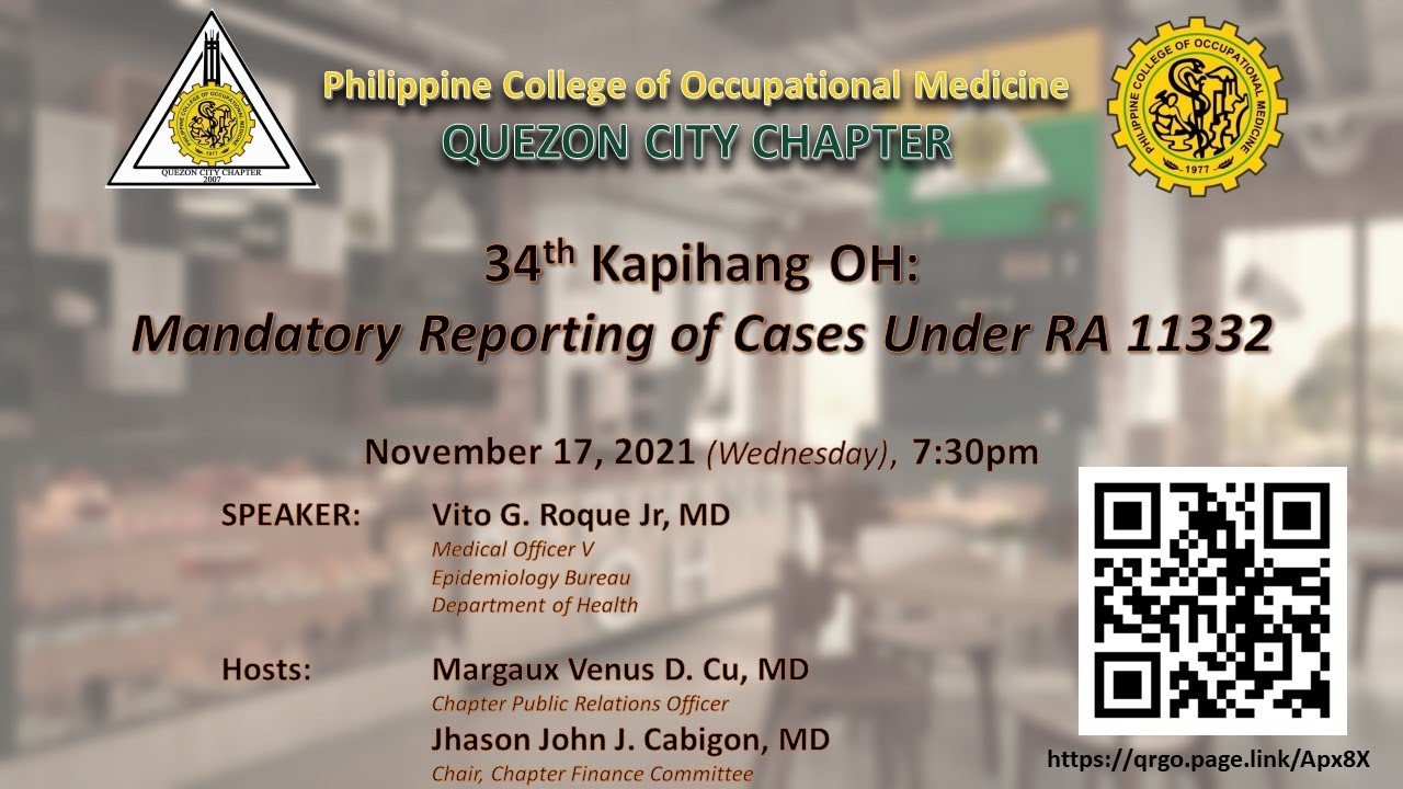 34th Kapihang OH: Mandatory Reporting of Cases Under RA 11332 - YouTube