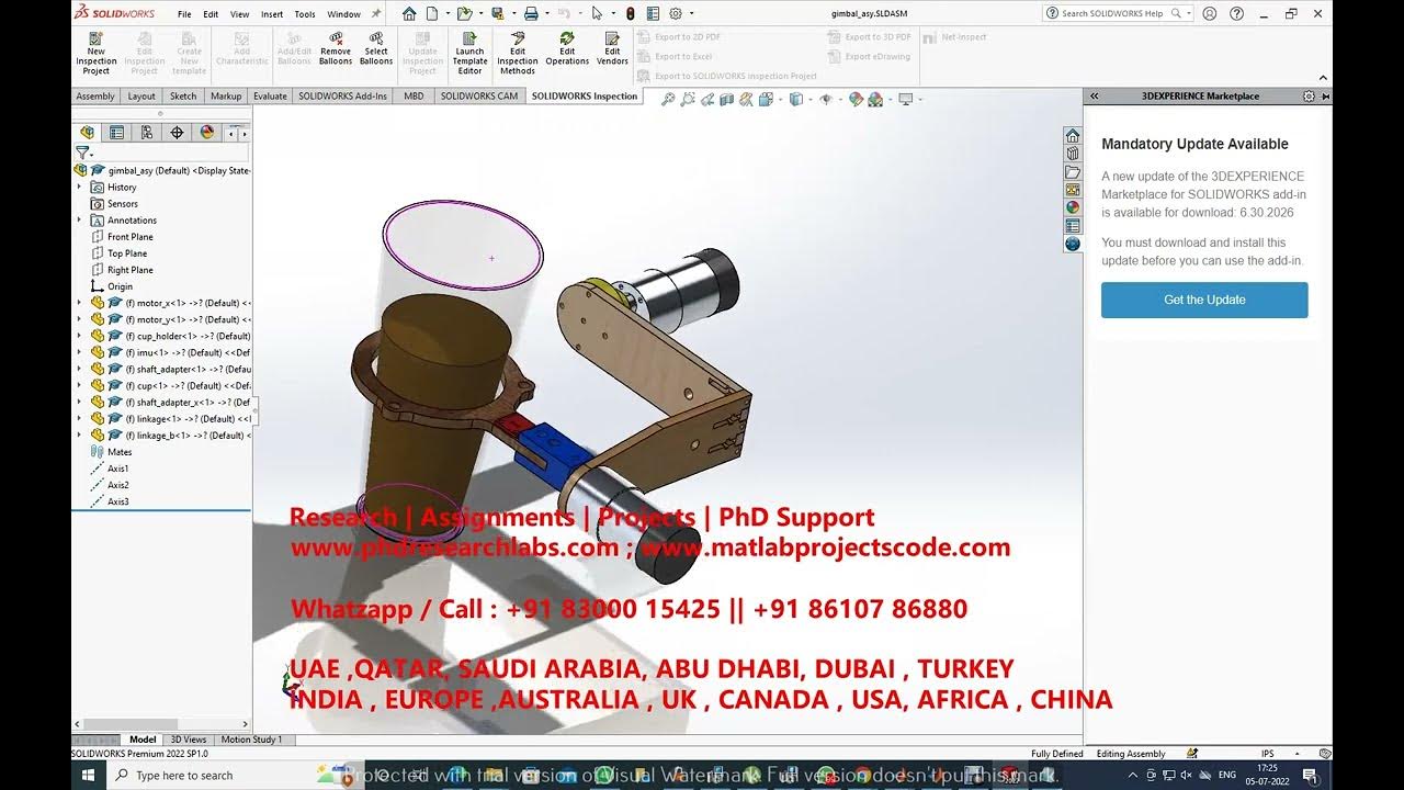 ANALYSIS OF THE GIMBAL 2 AXIS GIMABAL MECHANISM MATLAB SOLIDWORKS # ...