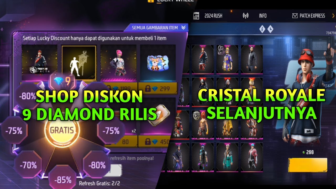EVENT FF TERBARU 2024, CRISTAL ROYALE PART 2, SHOP DISKON 9 DIAMOND ...