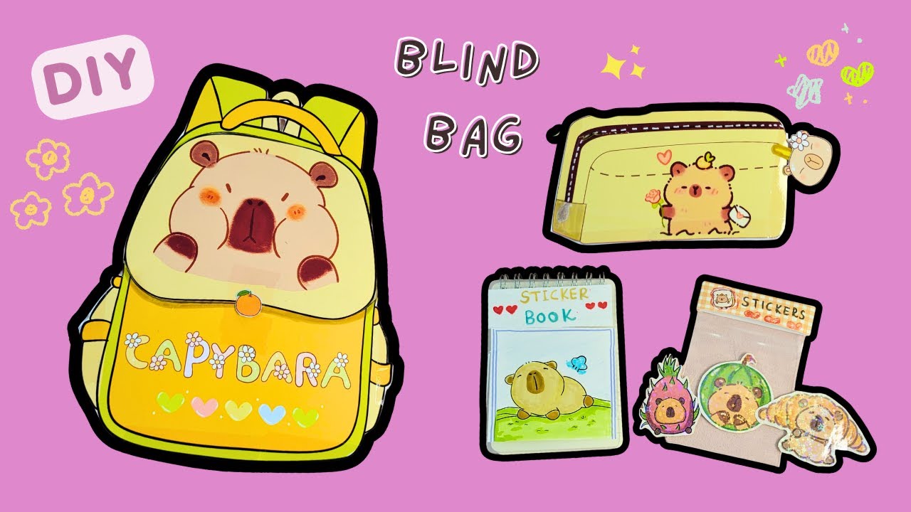 [ ️paper diy ️] Capybara School Bag Blind Bag Unboxing ! 🎁 Cat Mola ...