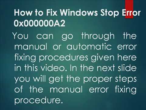 Methods to Fix Windows Stop Error 0x000000A2 - YouTube