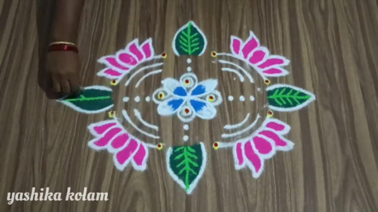 Beautiful Lotus kolam rangoli designs/ vaigasi madham flower kolam ...