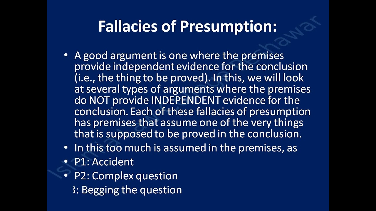 Introduction to logic || Fallacies of Presumption || Ambiguity and ...