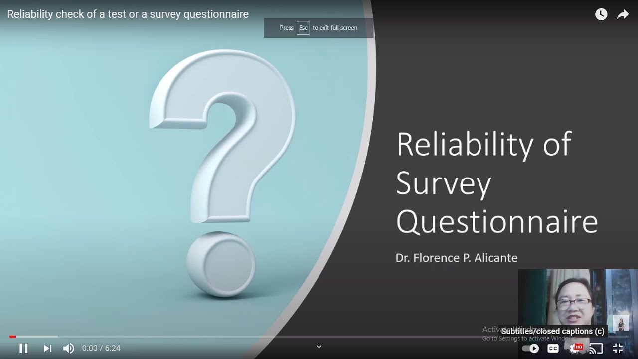 Reliability check of a test or a survey questionnaire - YouTube