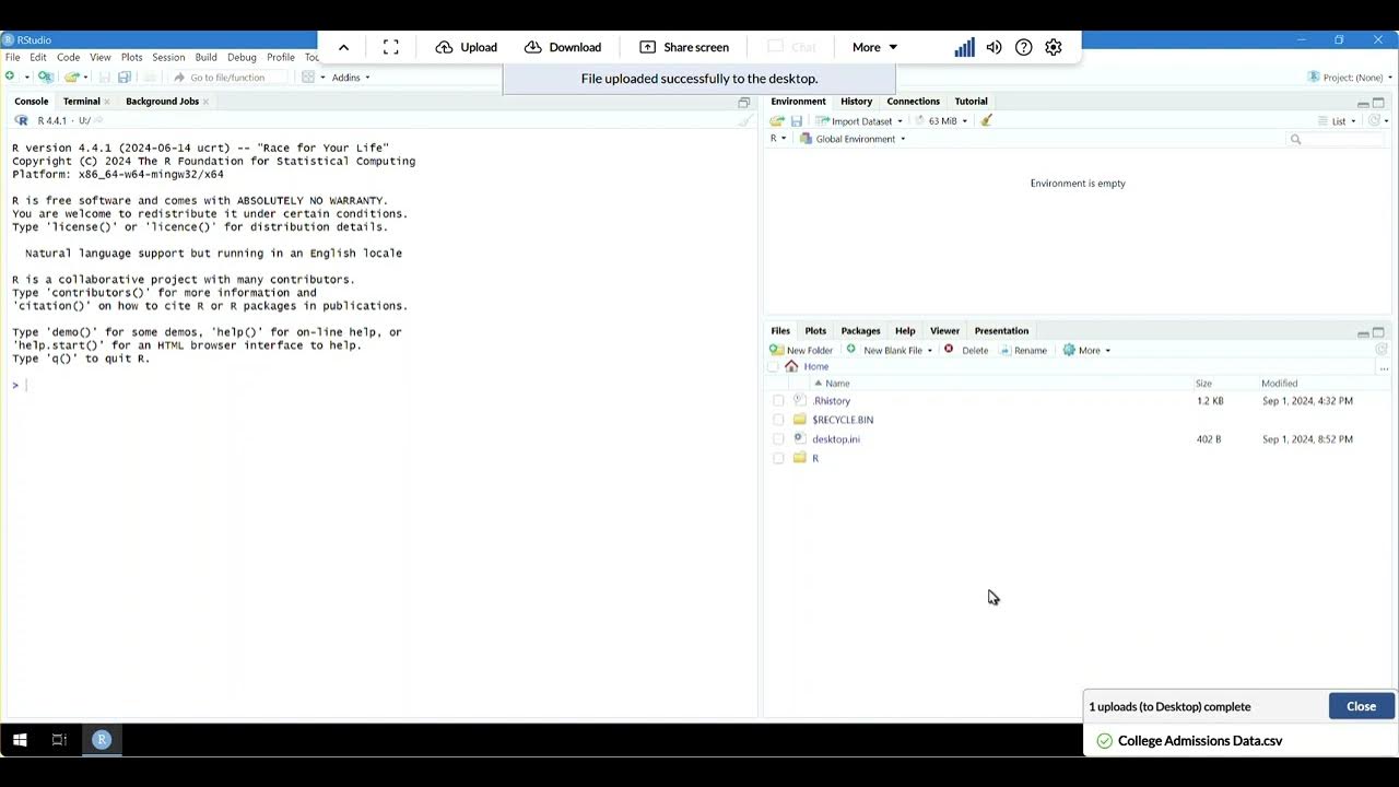 Uploading Data to Apporto RStudio - YouTube