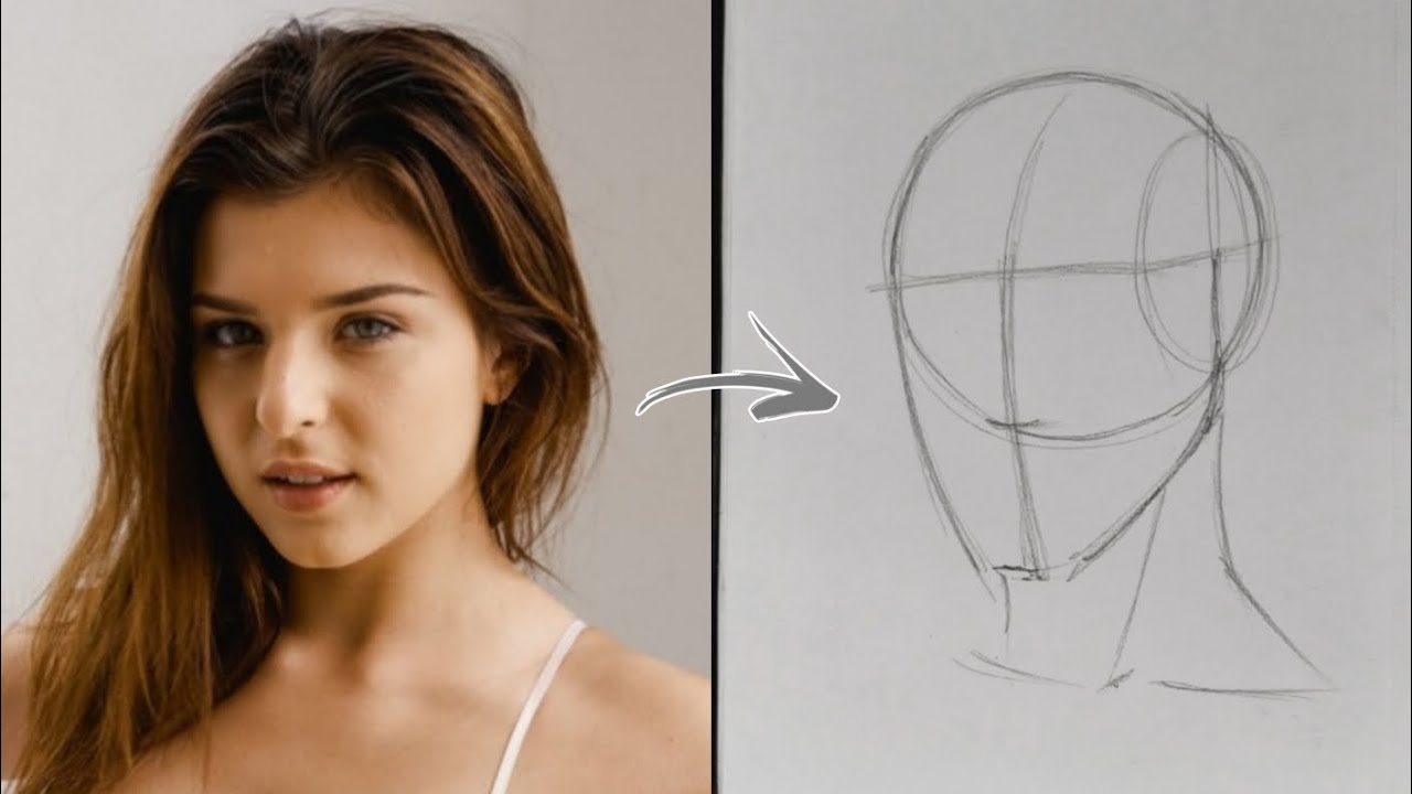 Leah gotie Drawing step by step , portrait sketch using Loomis method # ...