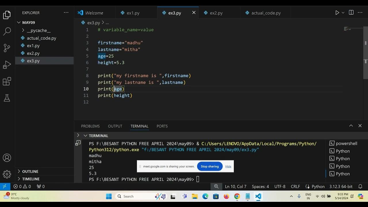 Python Class 2 Tamil Python Pythonprogramming Youtube