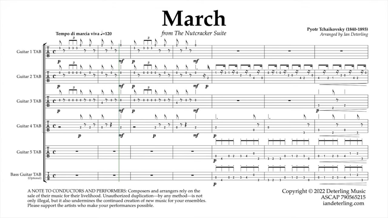 March from "The Nutcracker Suite" GUITAR TABS - YouTube