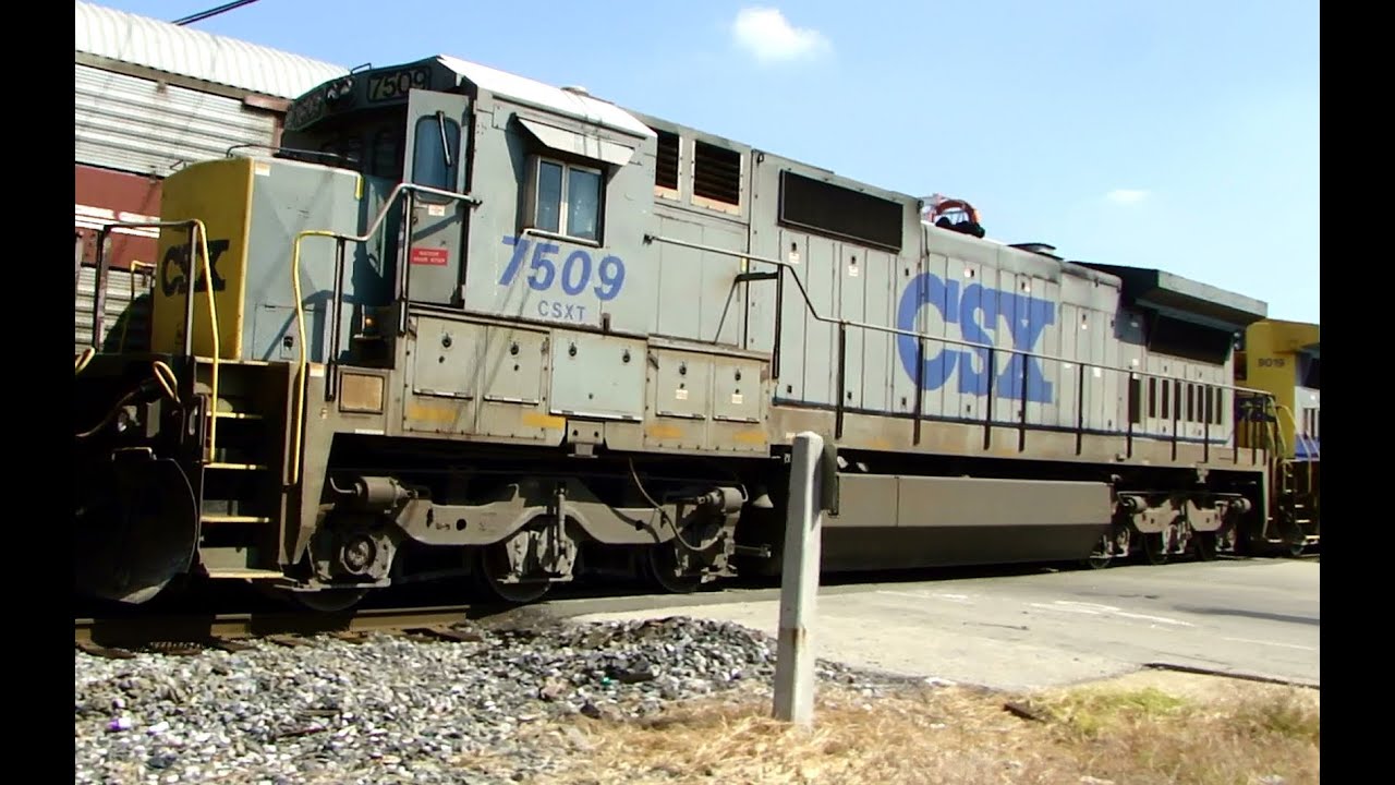 CSX Auto Rack Train Meets Stealth Engine In Baltimore - YouTube