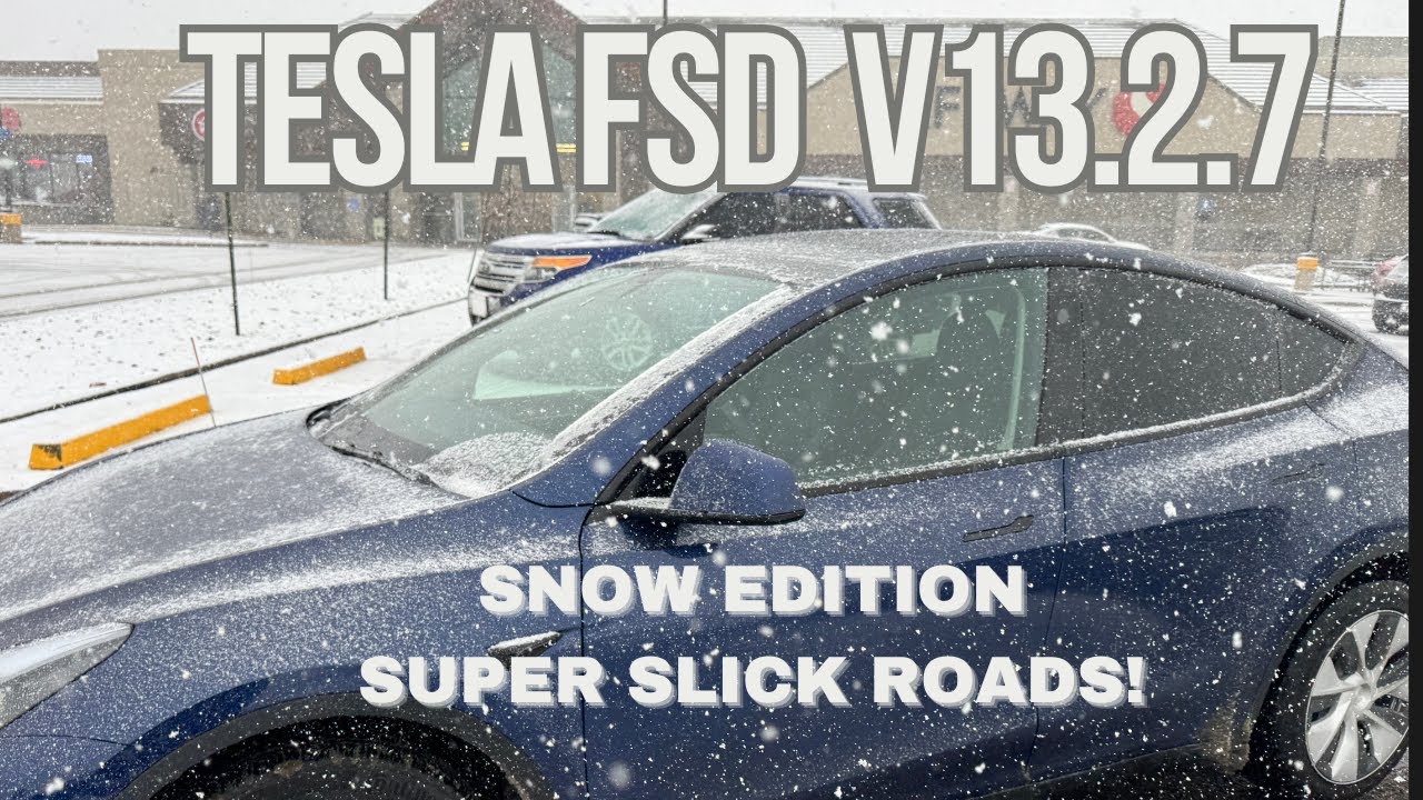 Tesla FSD v13.2.7 In Snow With Super Slick Roads! - YouTube