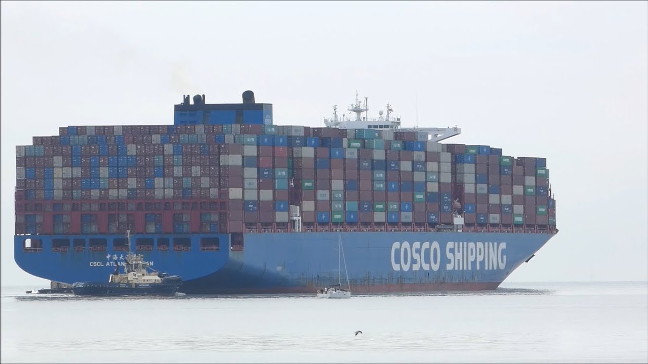Ultra large CSCL Atlantic Ocean swings to depart Felixstowe. Bound for ...