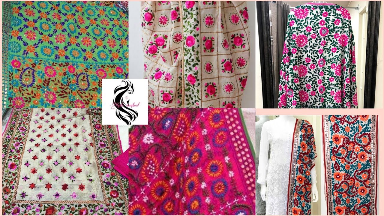 phulkari work And chicknKari shawl 🧣 Dupatta making idea for you 👍 ...