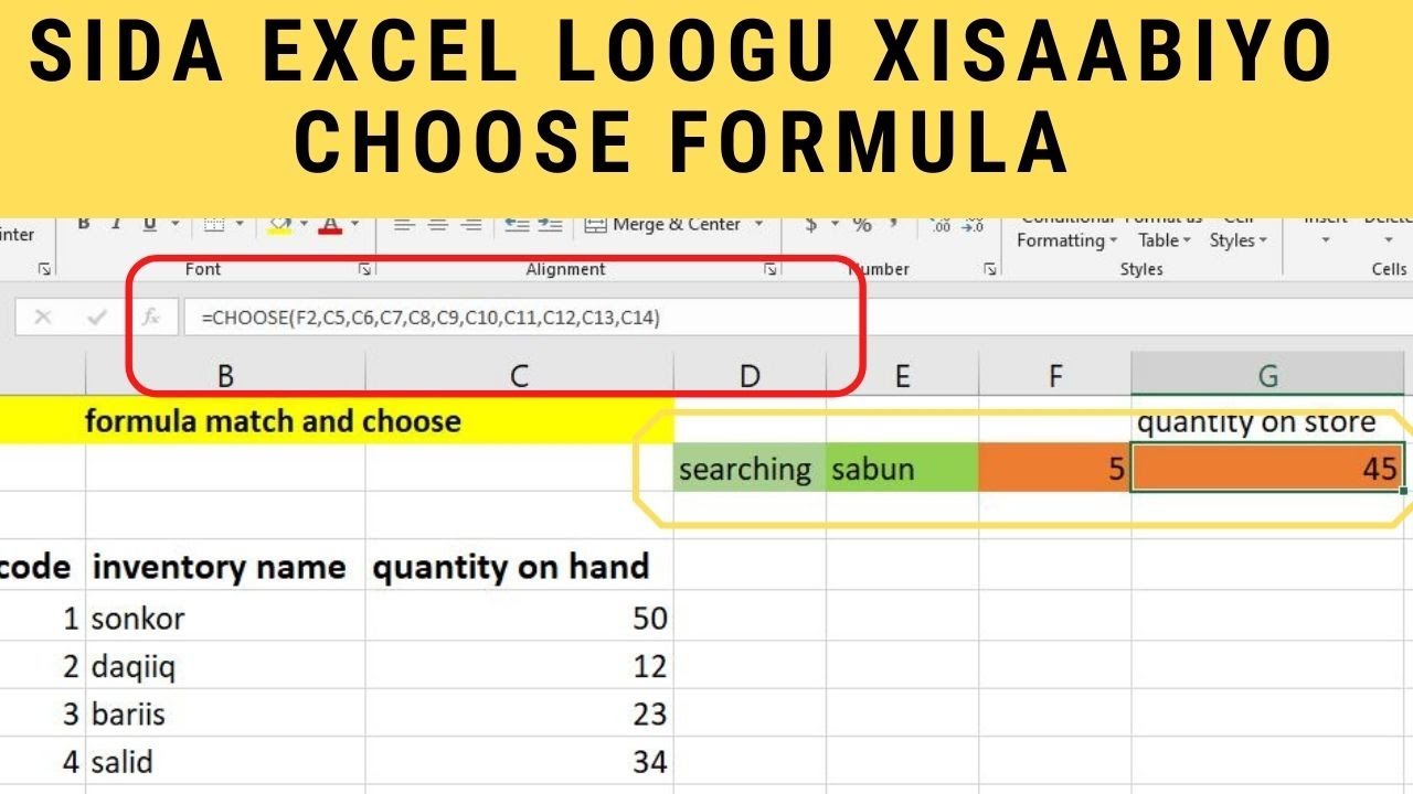 barashada excel advance formula sida loo isticmaalo choose formula ...