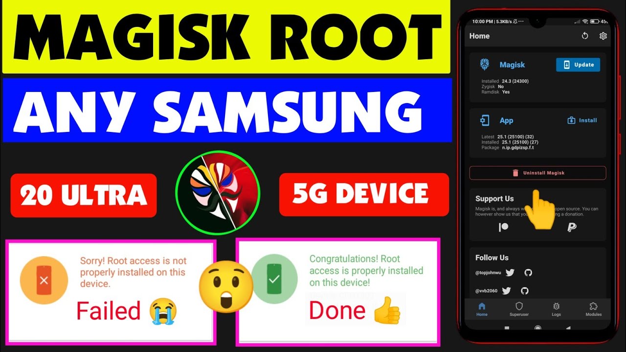 Samsung Galaxy 20. 22. 23. Ultra 5G Android 13 Root 2024 || Magisk Root Any Samsung Magisk ...